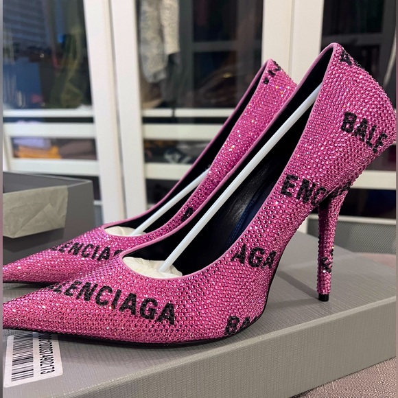 Balenciaga | Shoes | Balenciaga Pump Strass Logo All Over | Poshmark